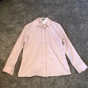 Express | Tops | Nwt Pink Button Down Silky Inside Dress Shirt | Poshmark